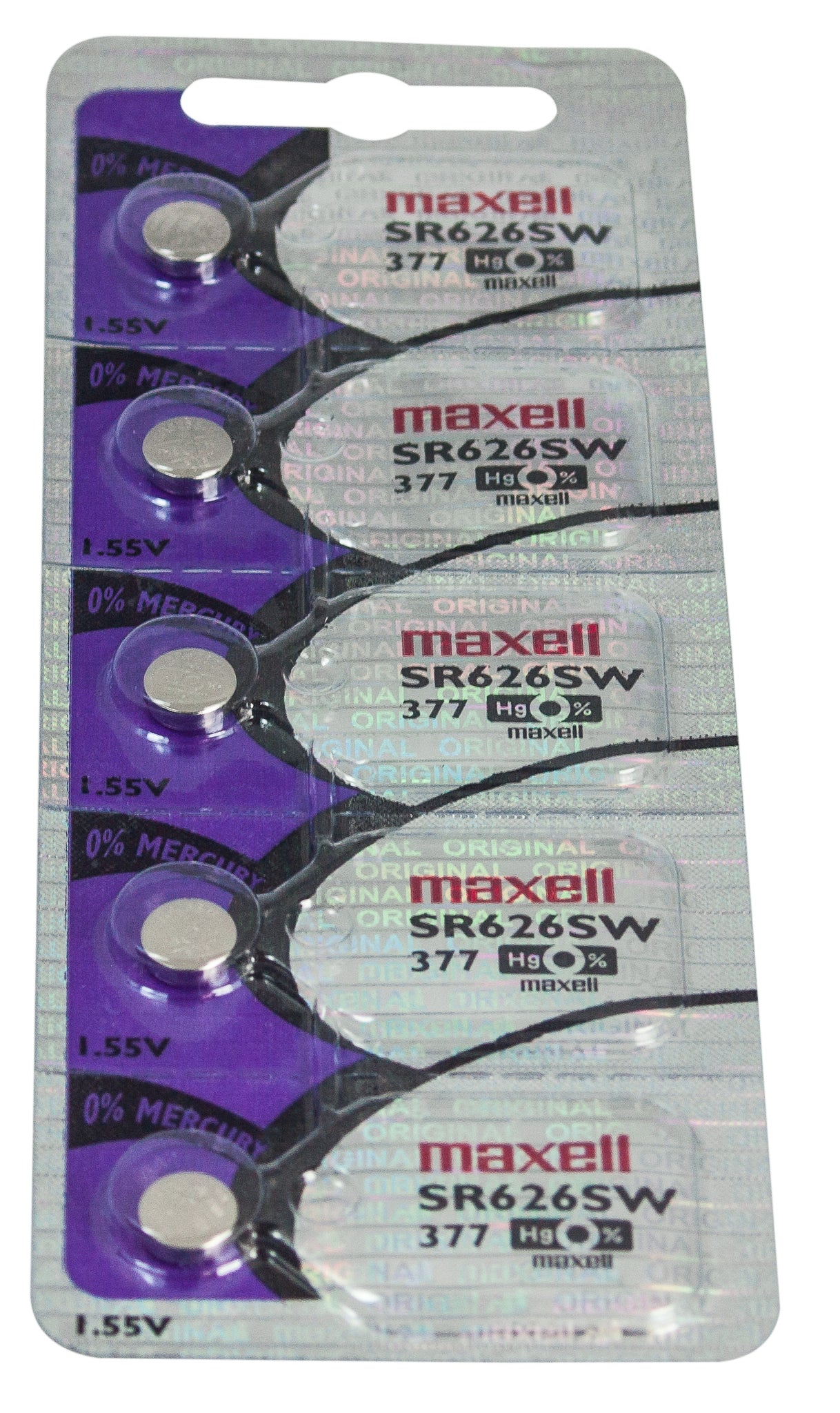Watch Batteries 5-Pack Maxell SR416SW Silver Oxide Batteries (1.55V ...